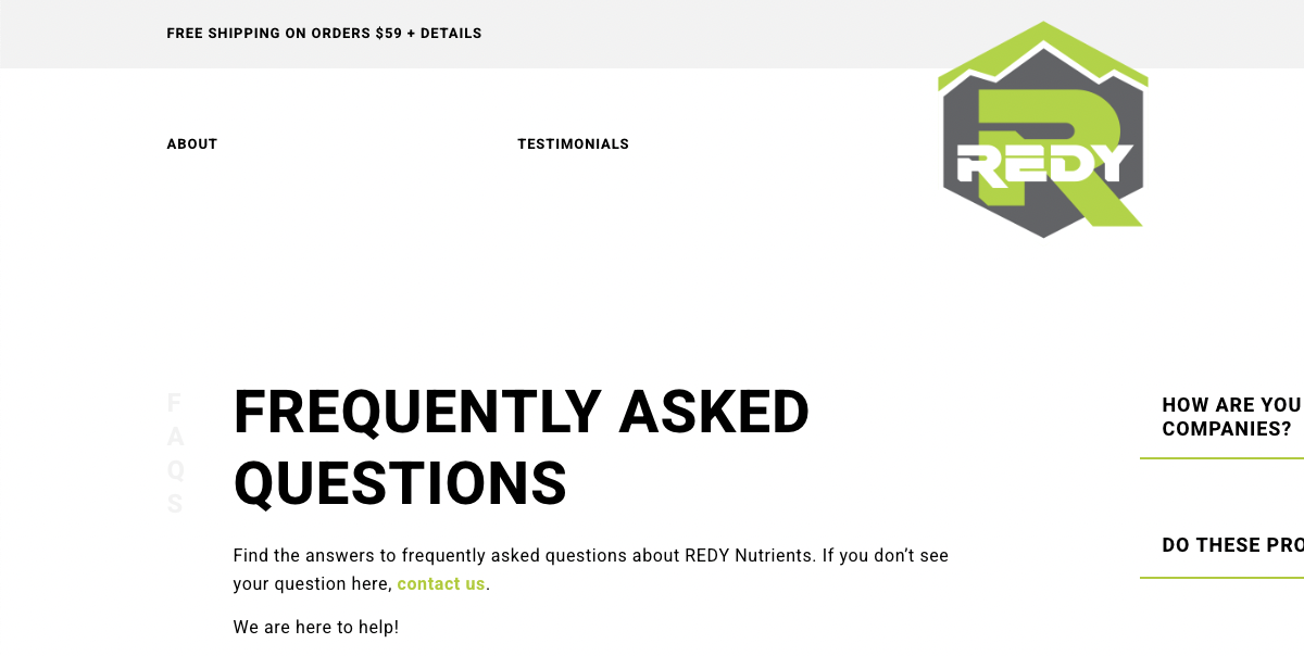 FAQs - REDY NUTRIENTS